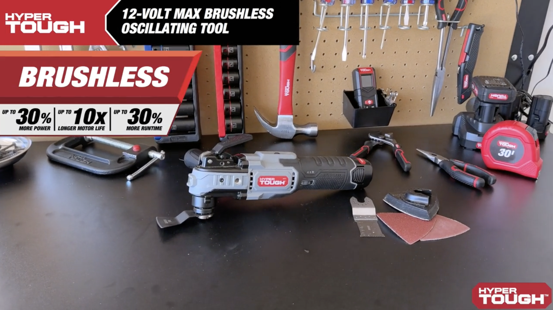 Hyper Tough 12V Max Lithium-Ion Brushless Oscillating Multi-Tool with 1 ...