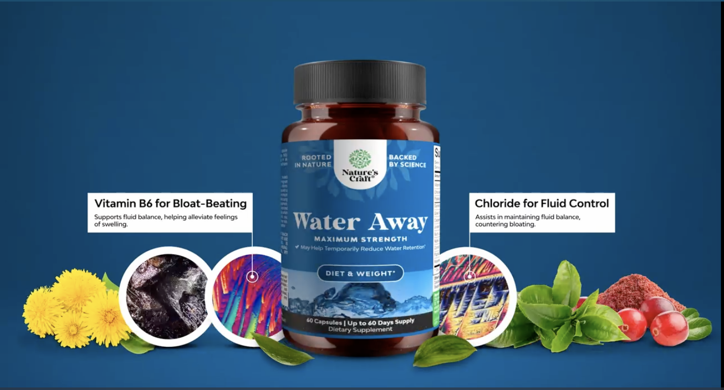 Natures Craft Water Away Diuretic Water Pills w/ Vitamin B6, Potassium ...