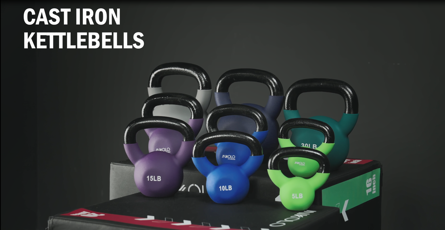Mikolo Cast Iron Kettlebell Vinyl Coated Strength Training Kettlebells ...