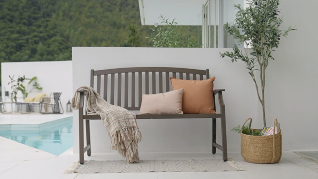 Grand Patio Durable Iron Garden Bench, Anti-Rust, Wood Grain Finish ...