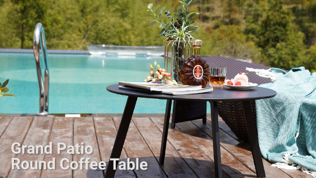 Grand Patio Round Steel Coffee Table, Weather Resistant, Outdoor Large ...
