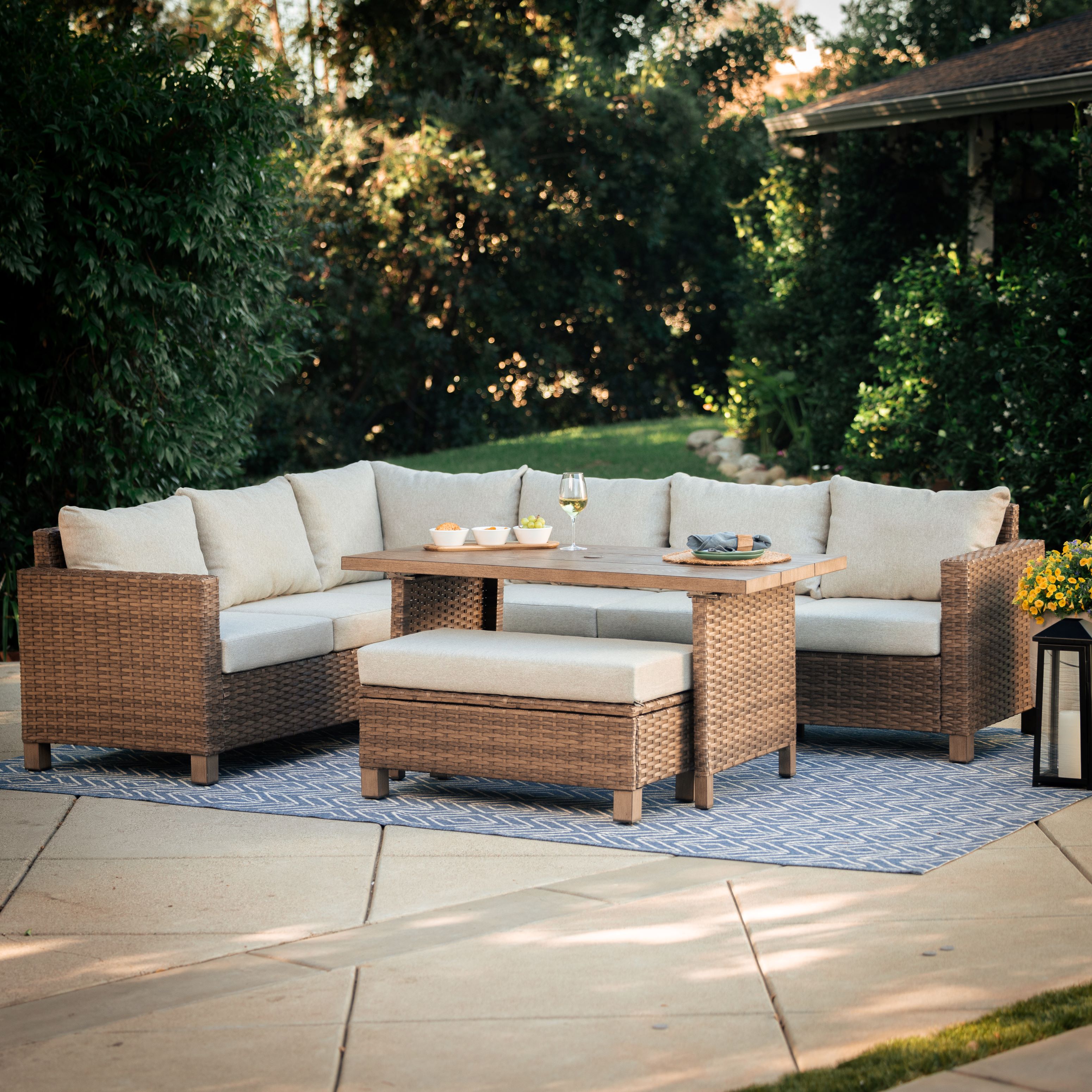 Better Homes & Gardens Brookbury 4 Piece Outdoor Wicker Patio Sectional ...