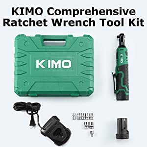 KIMO 12V Cordless Electric Ratchet Wrench Set, 3/8”, 2-Pack 2.0Ah ...