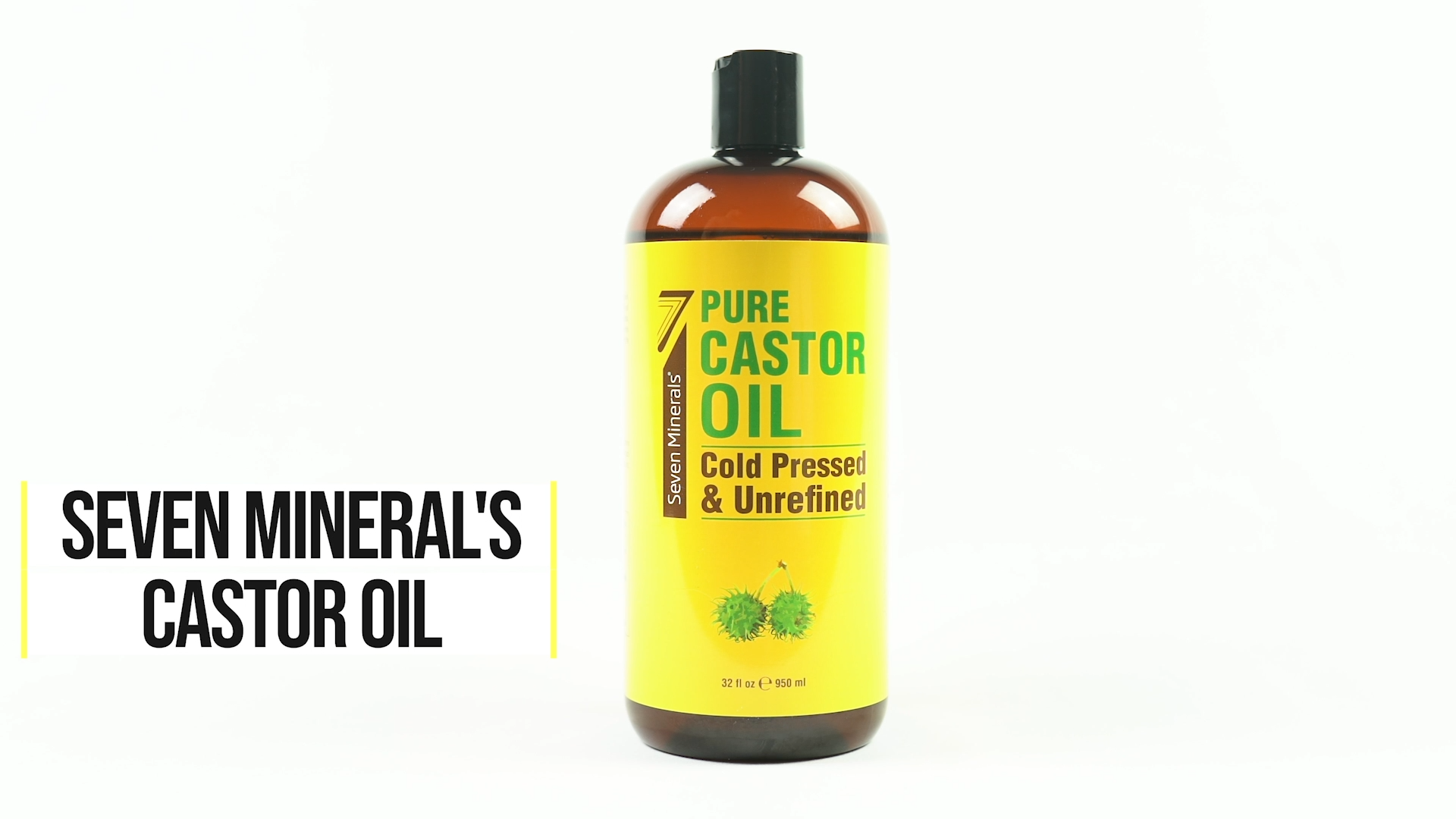 Seven Minerals Cold Pressed Castor Oil, 32 fl oz, Unrefined, 100% Pure ...