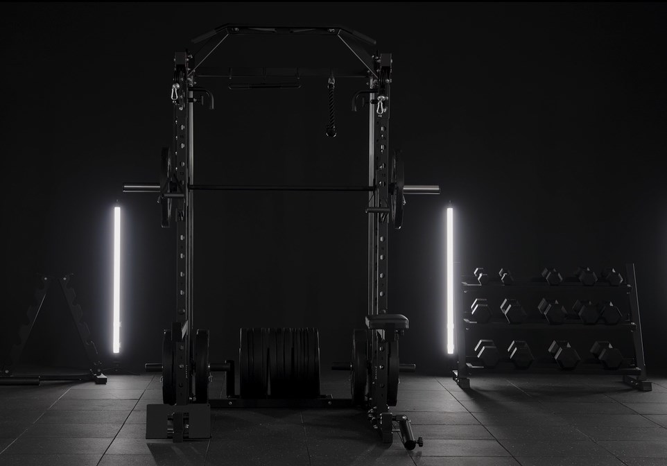 Mikolo Smith Machine, 2000LBS Power Cage Squat Rack with Smith Bar, Two ...