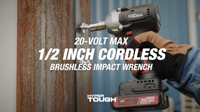 Hyper Tough 20V Max Brushless 1/2-inch Cordless Impact Wrench and 18 ...