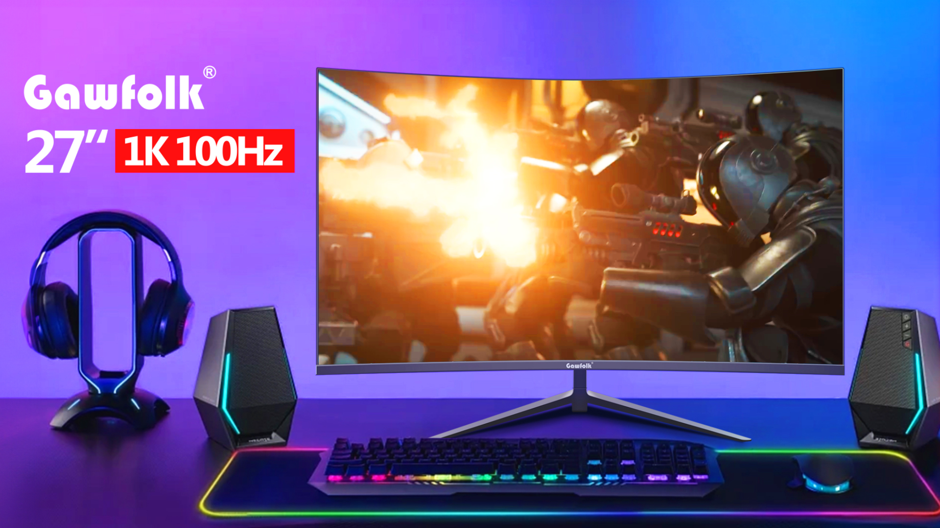 Gawfolk 27" Curved Monitor – 100Hz Computer Pc Full HD (1080p),Gaming ...