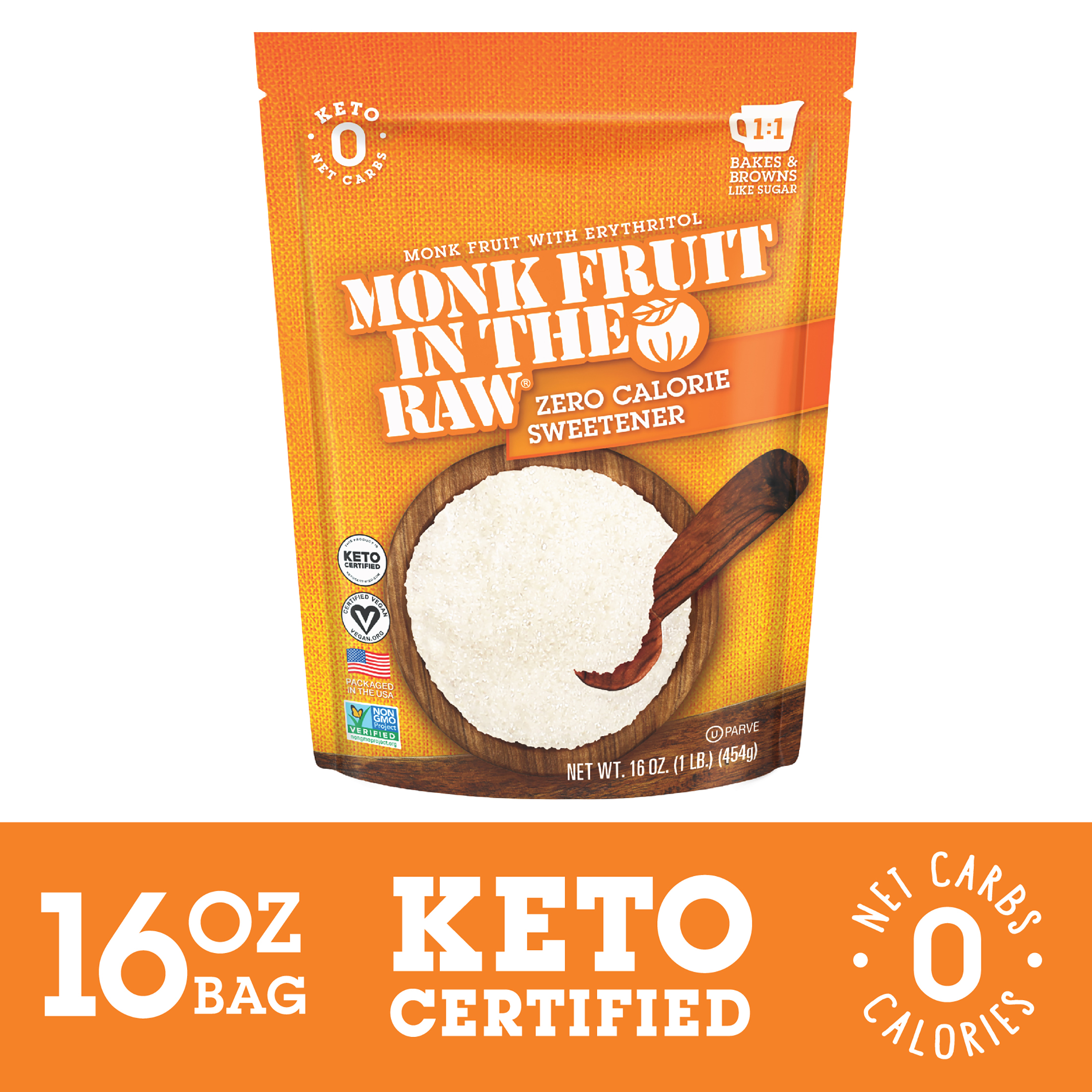 Monk Fruit In The Raw, Sweetener, 16 oz, Sugar Substitute - Walmart.com
