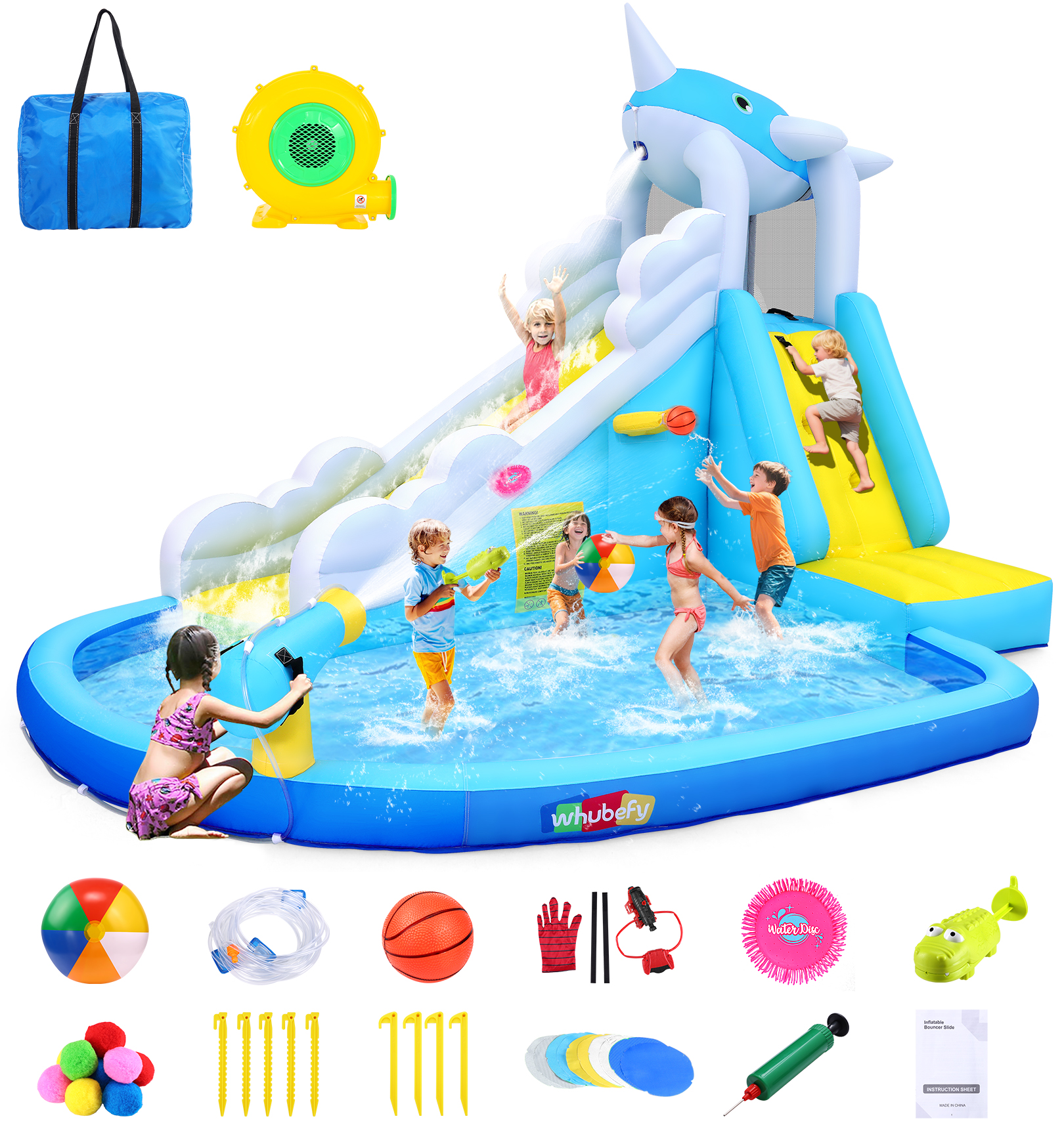Slip N Slide ROOJER 8-in-1 Inflatable Water Slide Park | 7.4ft Tall W ...