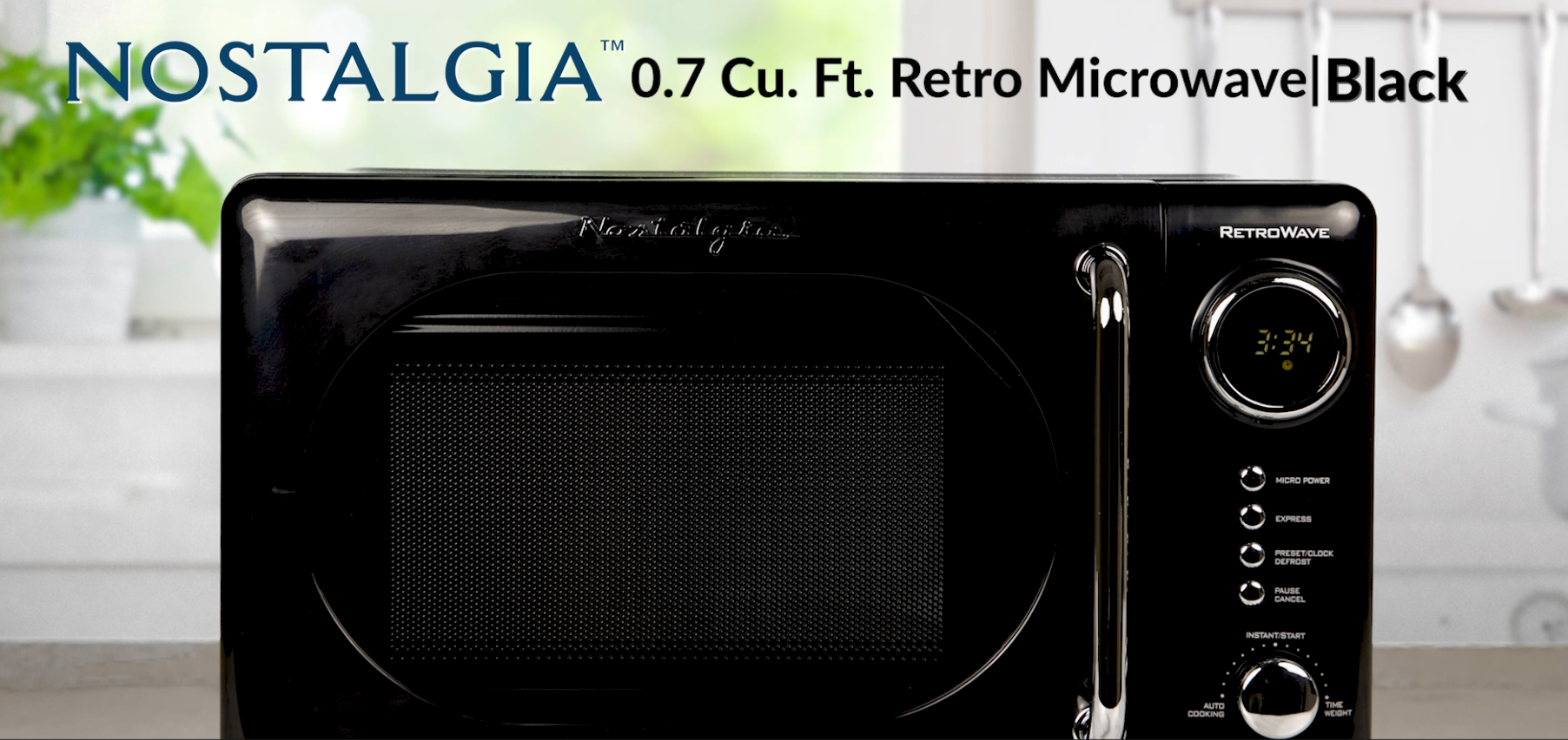 Nostalgia Compact Retro Style Kitchen Microwave Oven, 0.9 cu ft Vintage ...